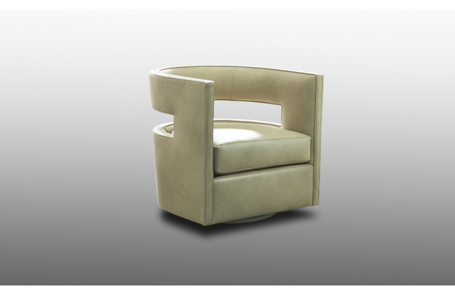 Custom upholstered Chess swivel chair from Nathan Anthony